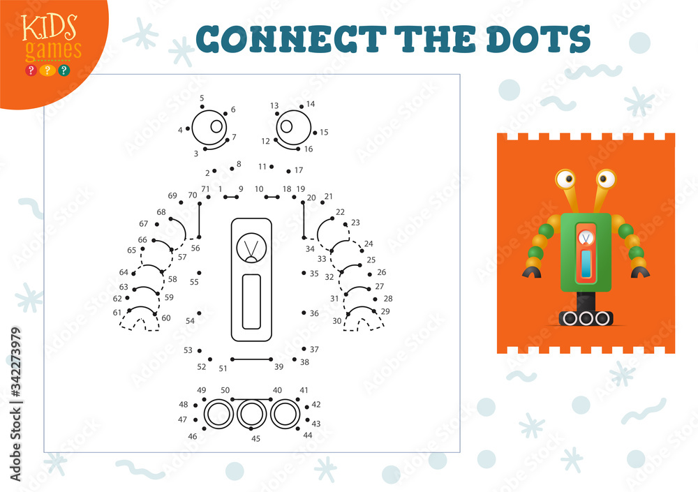 Connect the dots kids mini game vector illustration. Preschool children ...