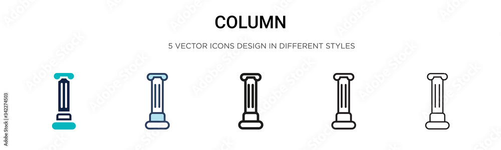 Column icon in filled, thin line, outline and stroke style. Vector ...