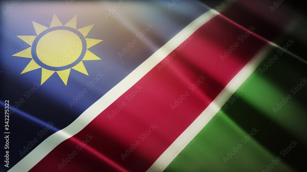 4k Namibia National flag slow waving with visible wrinkles in Namibian ...