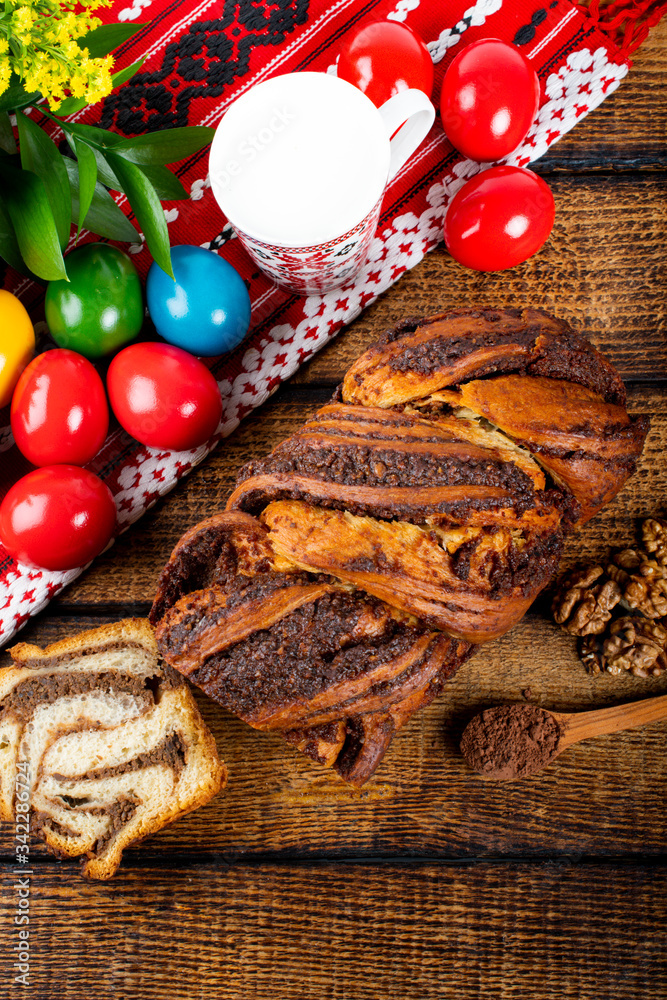 Traditional Romanian Easter table with cozonac and pasca meaning ...