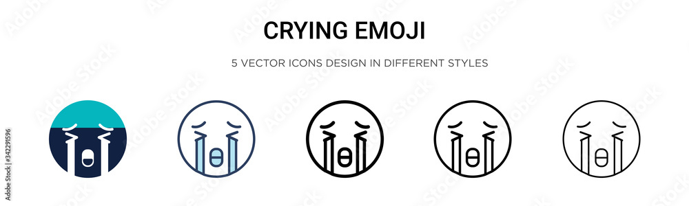 Crying emoji icon in filled, thin line, outline and stroke style ...