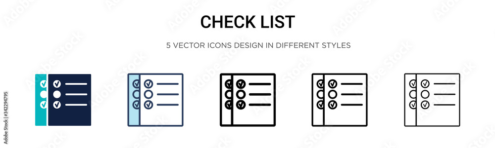Check list outline icon in filled, thin line, outline and stroke style. Vector illustration of ...