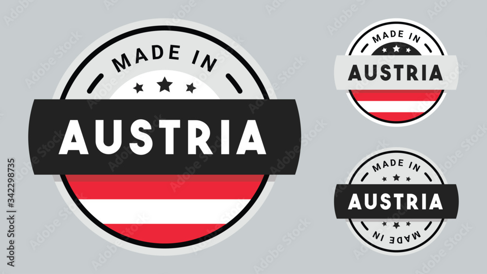 Made in Austria collection of ribbon, label, stickers, badge, icon and ...