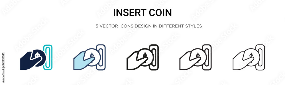 Insert coin icon in filled, thin line, outline and stroke style. Vector ...