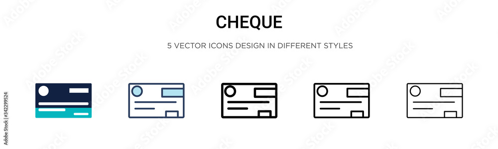 Cheque icon in filled, thin line, outline and stroke style. Vector ...