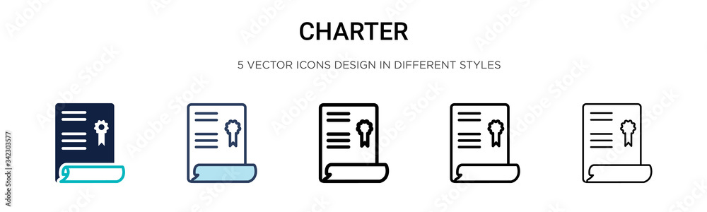 Charter icon in filled, thin line, outline and stroke style. Vector ...