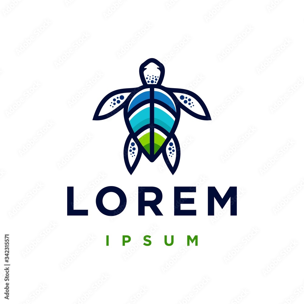 colorful sea turtle logo icon design illustration in trendy minimal ...