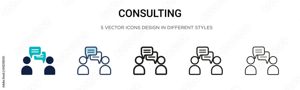 Consulting icon in filled, thin line, outline and stroke style. Vector ...