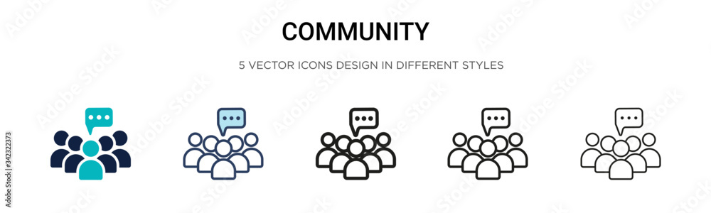 Community icon in filled, thin line, outline and stroke style. Vector ...