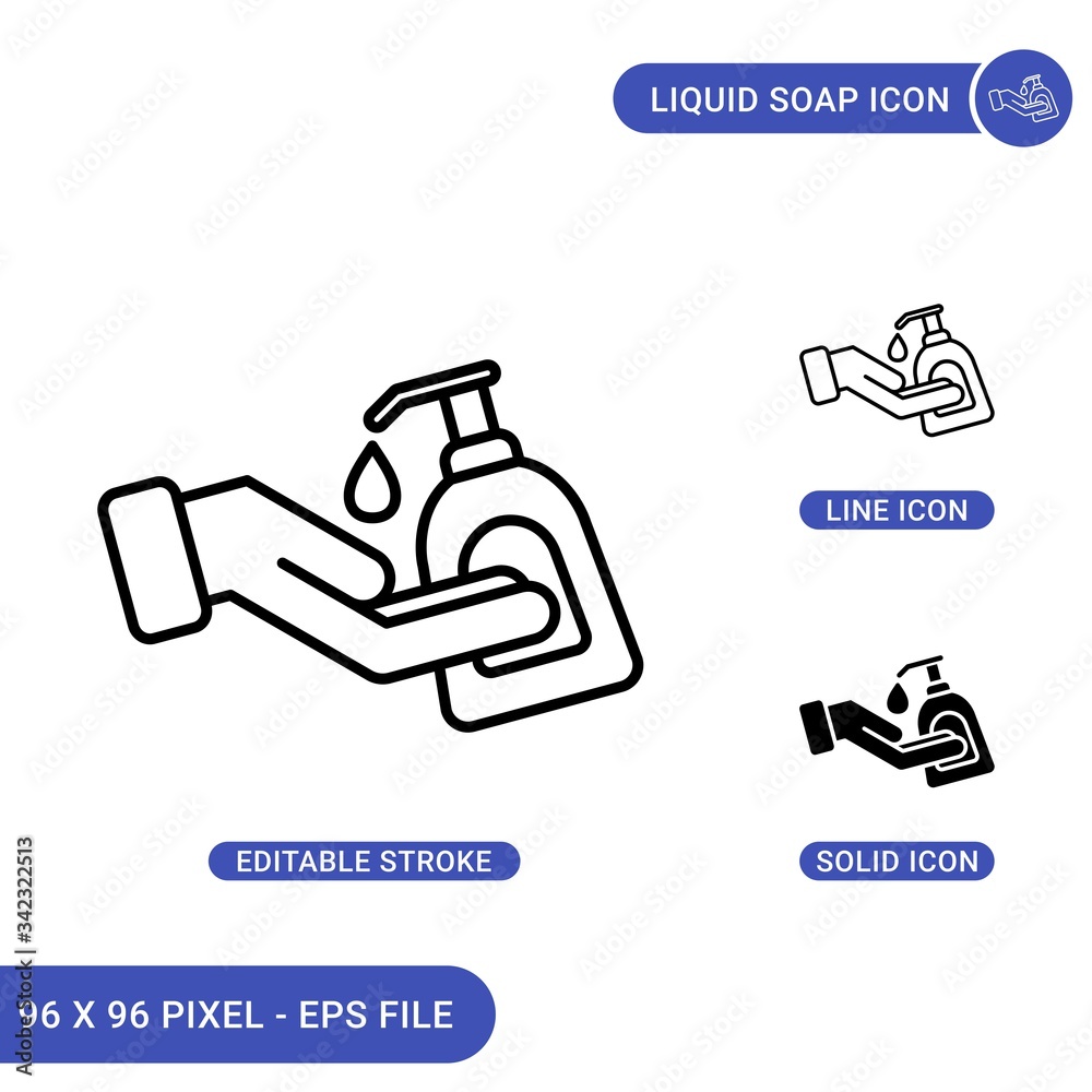 Liquid soap icons set vector illustration with solid icon line style ...
