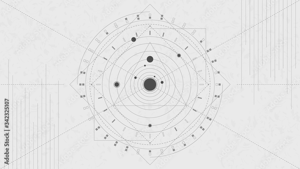 Solar system. Line art background Stock Vector | Adobe Stock