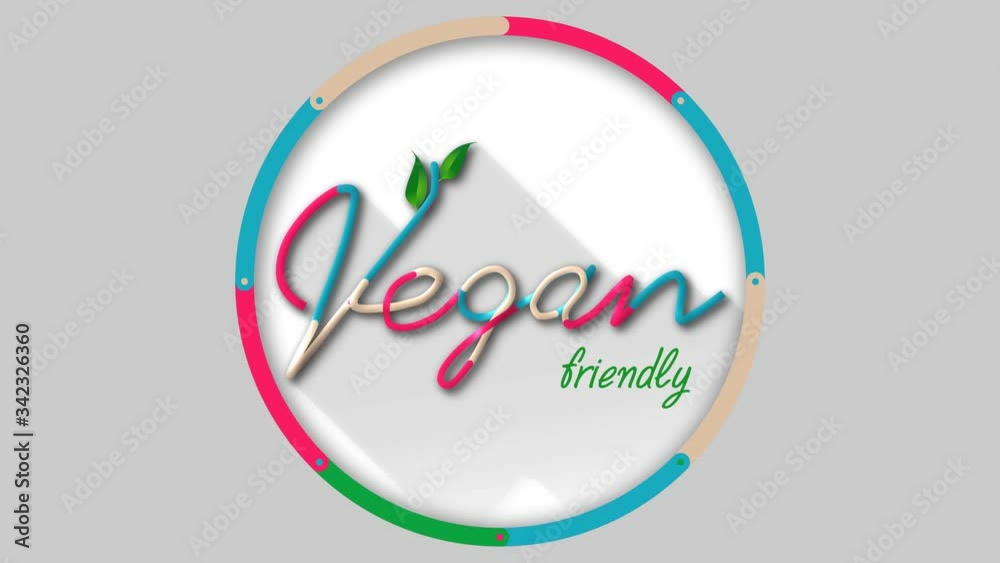 "Vegan-friendly" animated title, colorful flat design concept, with ...