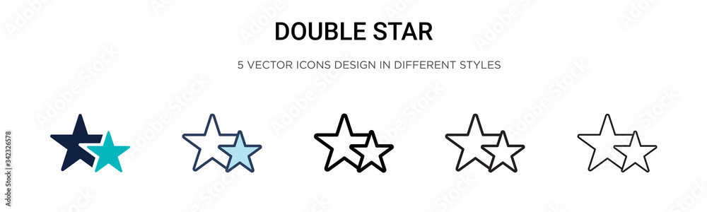 Double star icon in filled, thin line, outline and stroke style. Vector ...