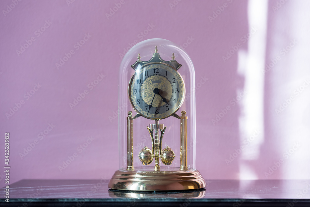 Mantel Clock with Glass Dome & Rotating Pendulum. Period clock with ...