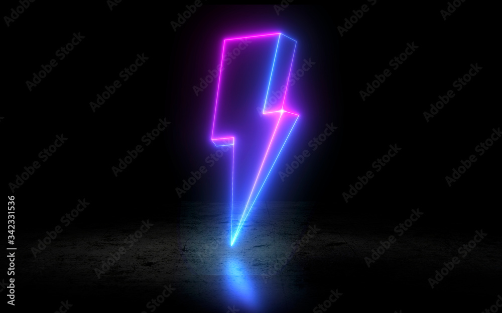 neon thunder icon Stock Illustration | Adobe Stock