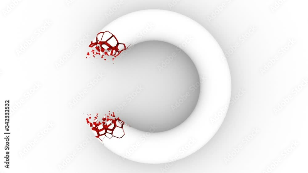 Without end and without edge. One end of a white circle with a red ...