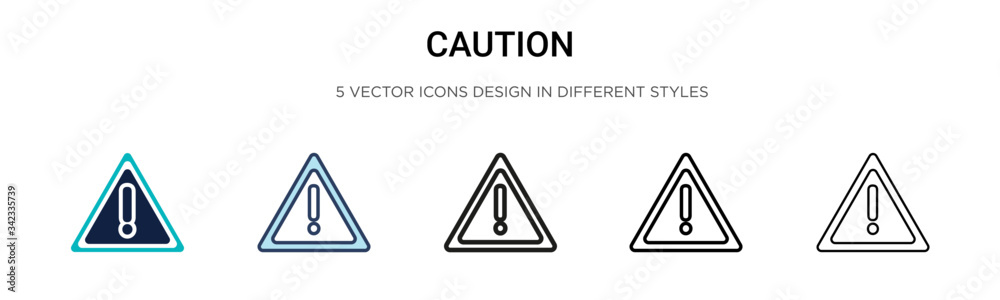 Caution sign icon in filled, thin line, outline and stroke style ...