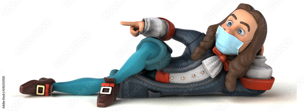 3D illustration of a cartoon character with a mask Stock Illustration ...