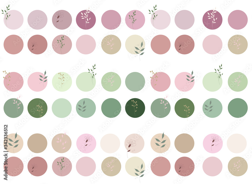 neutrals color palette and abstract flowers, procreate swatches ...
