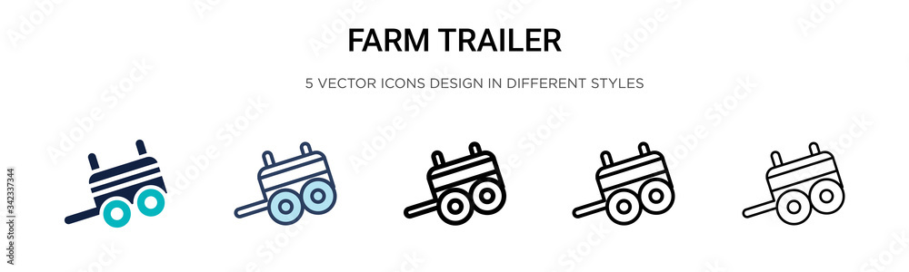 Vecteur Stock Farm trailer icon in filled, thin line, outline and ...