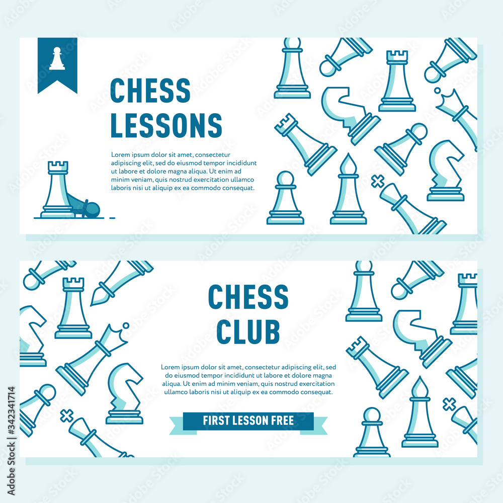 Chess club flyer template. Chess lessons concept.Template for Chess ...