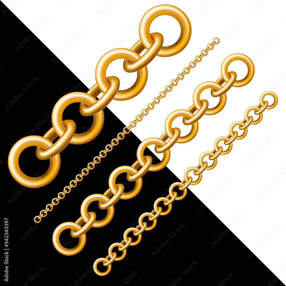 Gold chains of round shape in different sizes Stock Vector | Adobe Stock