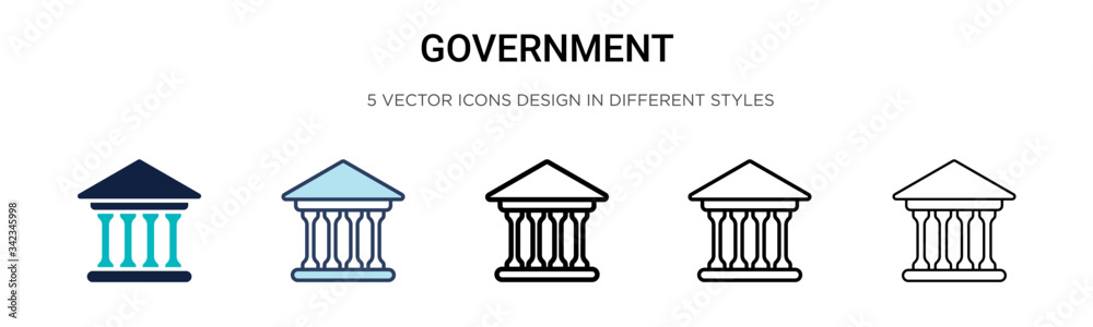 Government icon in filled, thin line, outline and stroke style. Vector ...