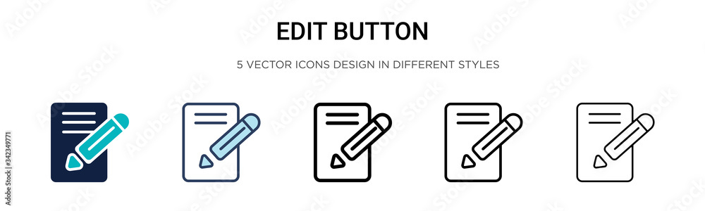 Edit button icon in filled, thin line, outline and stroke style. Vector ...
