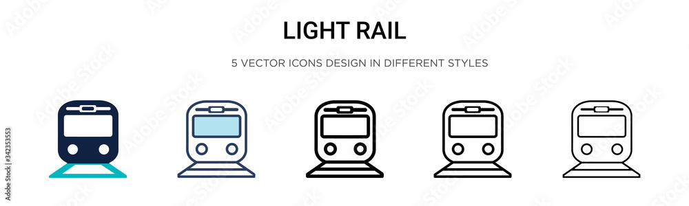 Light rail icon in filled, thin line, outline and stroke style. Vector ...