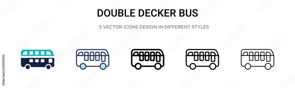 Double decker bus icon in filled, thin line, outline and stroke style ...