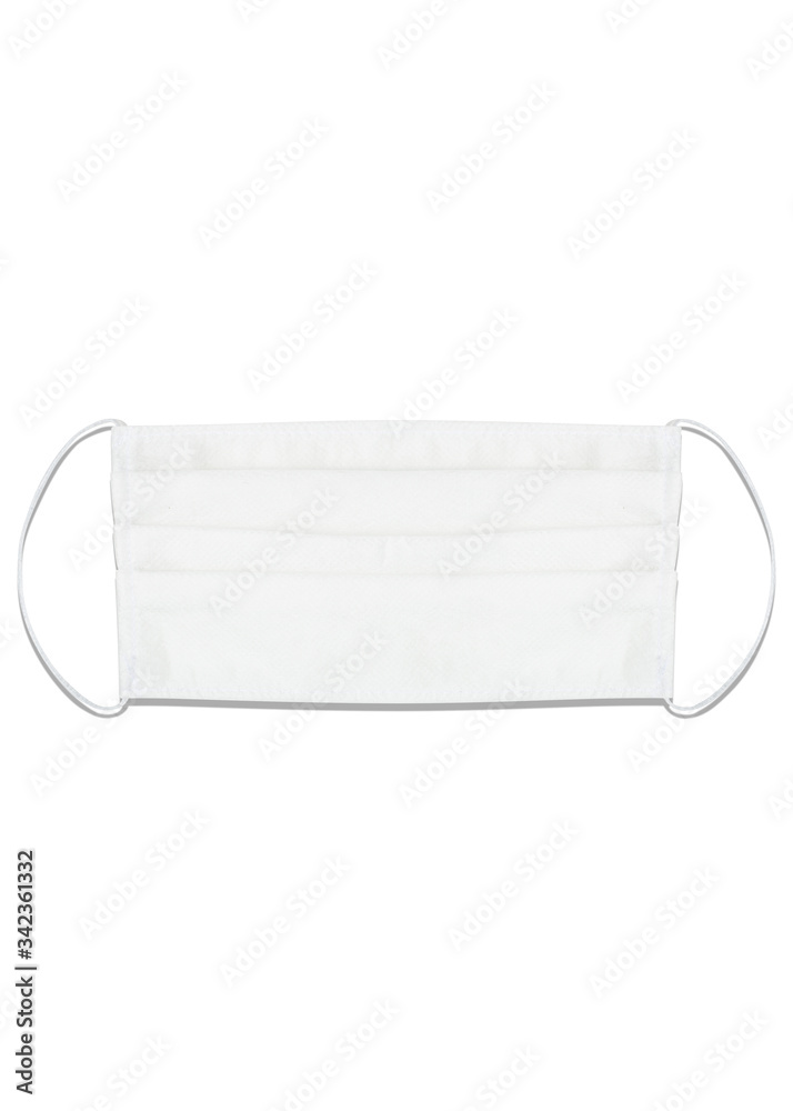 Typical 3-ply medical mask isolated on white. hard lighted, harsh ...
