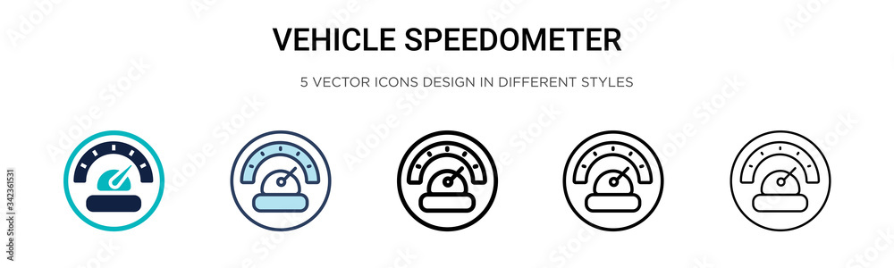 Vetor de Vehicle speedometer icon in filled, thin line, outline and ...