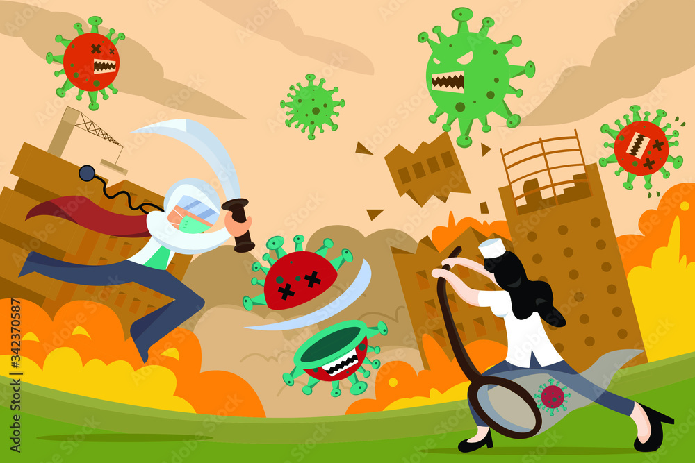 Super hero doctor and nurse team fight against Coronavirus pandemic ...