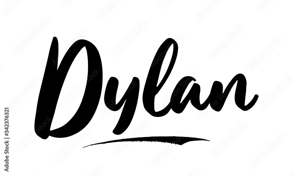 Vetor de Dylan Typography Cursive Text on White Background do Stock ...