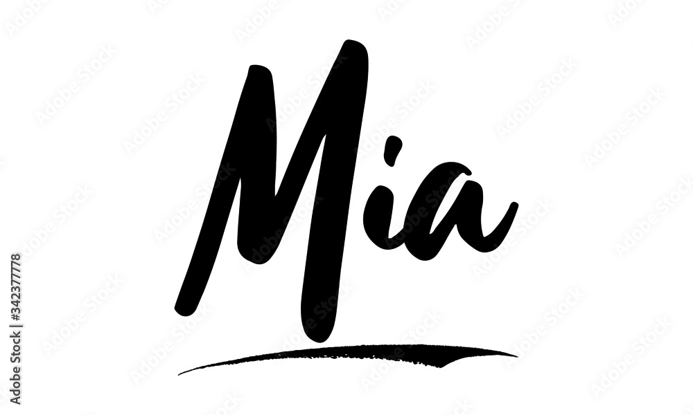 Mia Calligraphy Black Color Text On White Background Stock Vector ...