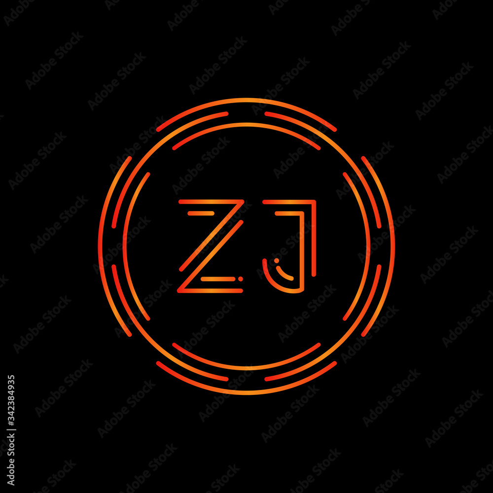 Initial ZJ Logo Design Vector Template. Digital Circle Letter ZJ ...