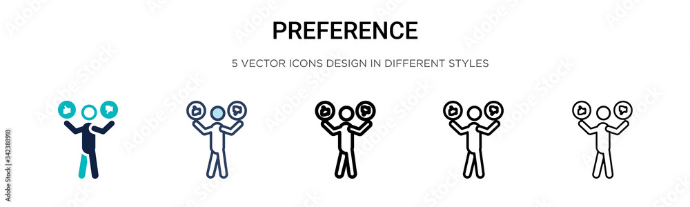 Preference icon in filled, thin line, outline and stroke style. Vector ...