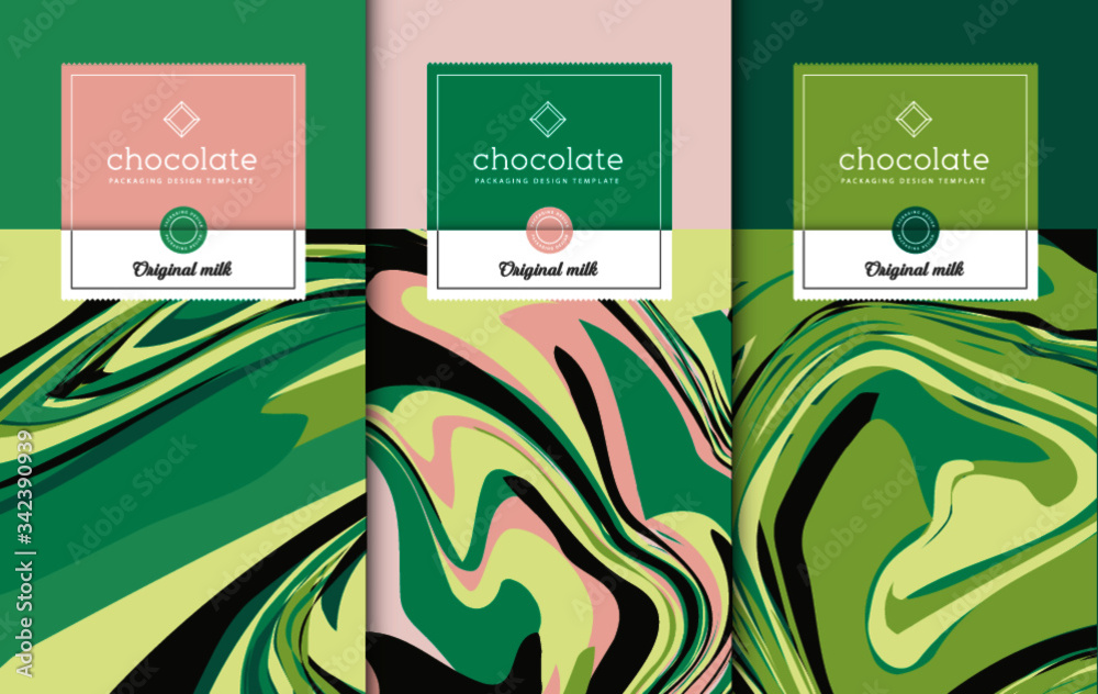 Chocolate bar packaging set. Trendy luxury product branding template ...