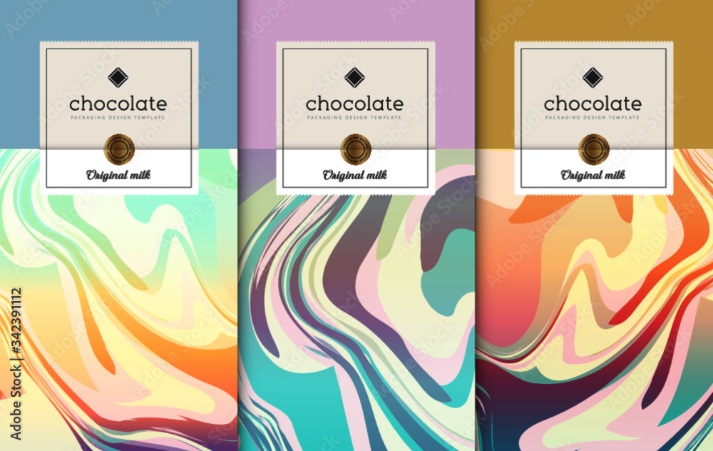 Chocolate bar packaging set. Trendy luxury product branding template ...
