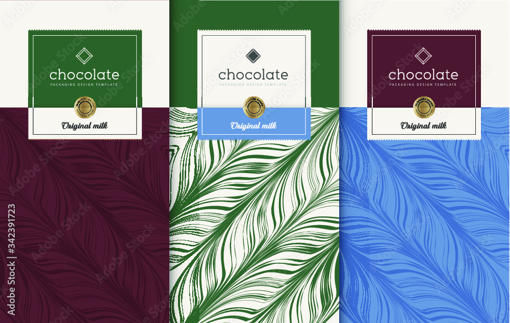 Chocolate bar packaging set. Trendy luxury product branding template ...