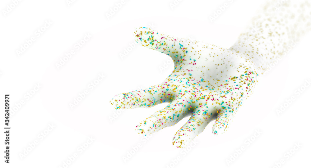 Various bacteria and pathogens on a human hand, the microbiota of the ...