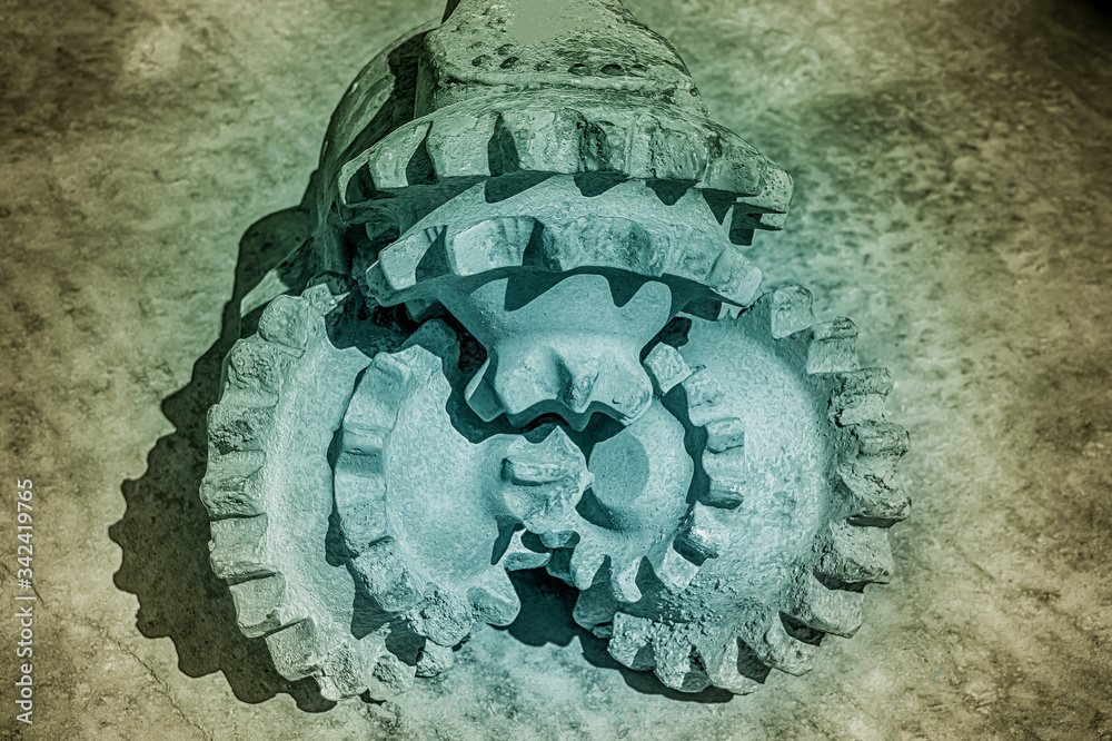 Drilling rig. Drilling tool. Crown for deep drilling. Geology. Belarus ...