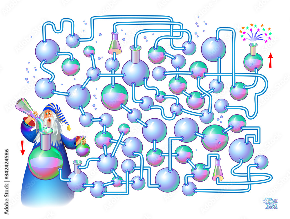 Logic puzzle game with labyrinth for children and adults. Help the ...