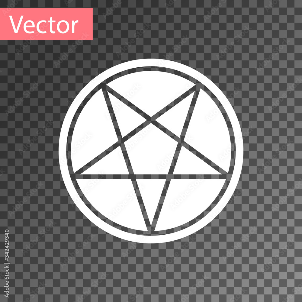White Pentagram in a circle icon isolated on transparent background ...