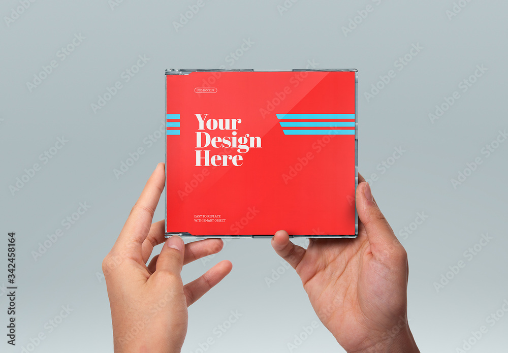 Hands Holding CD Case Mockup Stock Template | Adobe Stock