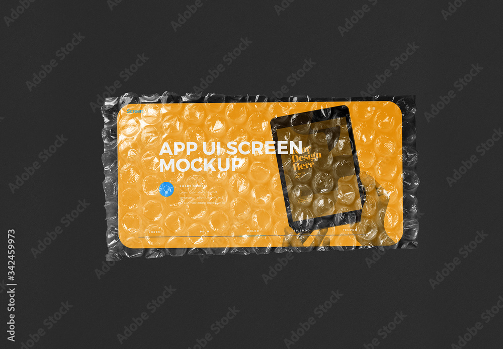 Landscape App UI Screen with Bubble Wrap Mockup Stock Template | Adobe ...