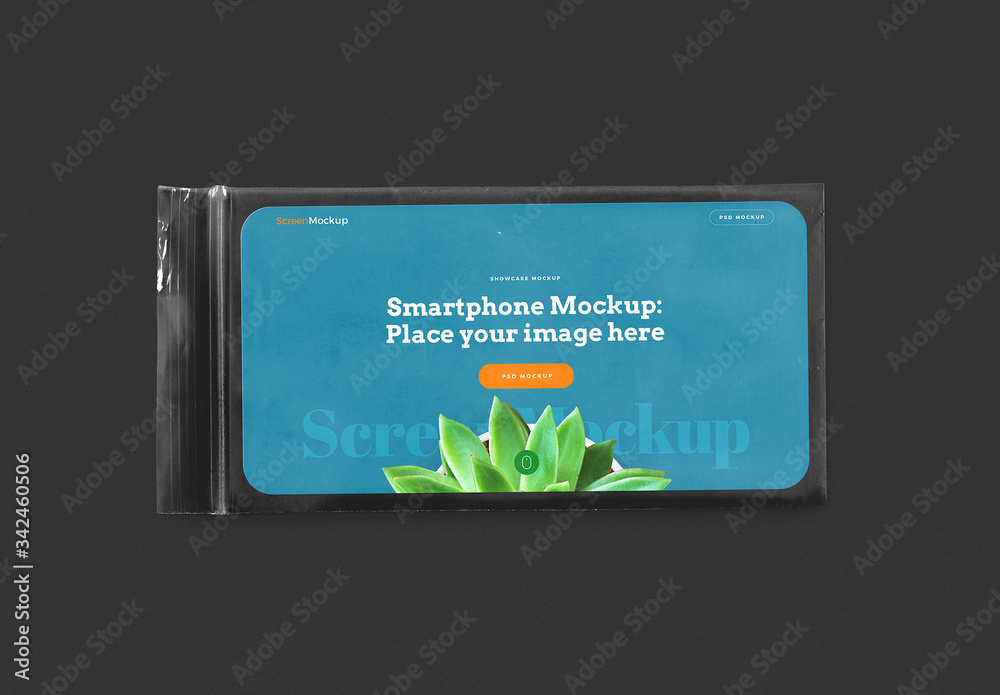 Landscape App UI Screen with Plastic Bag Mockup Stock Template | Adobe ...