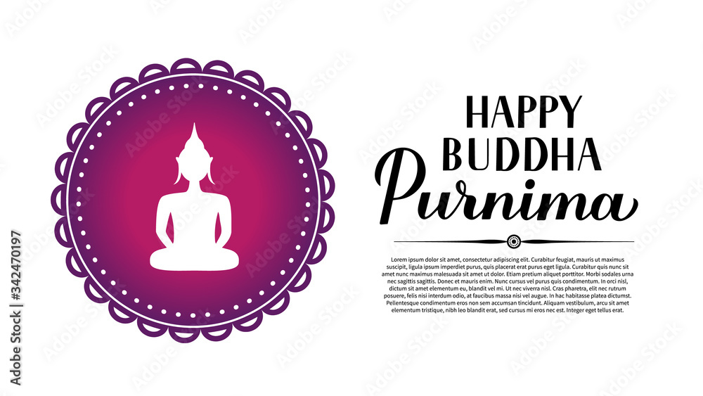 Happy Buddha Purnima calligraphy hand lettering and silhouette of ...