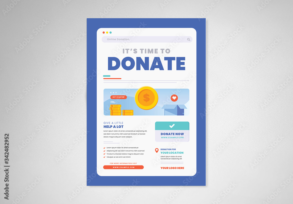 Donation Flyer Layout Stock Template | Adobe Stock