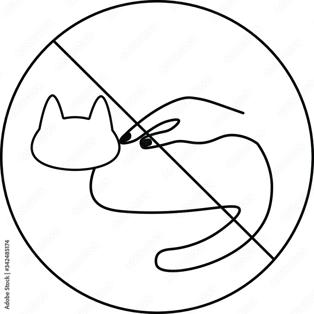 the icon of the cat and hands in the crossed out circle, meaning "do ...